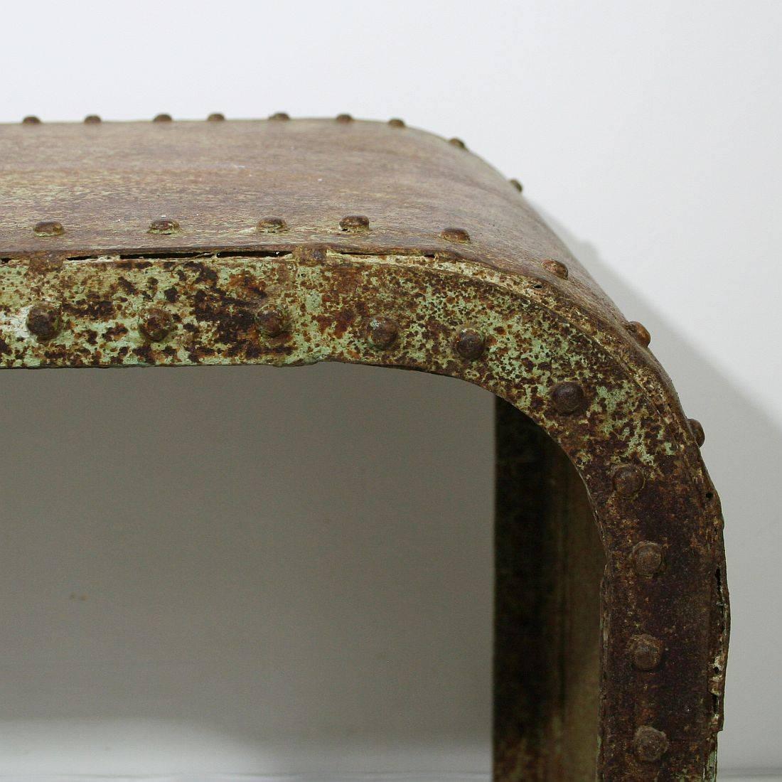 French Industrial Riveted Steel Coffee Table at 1stDibs