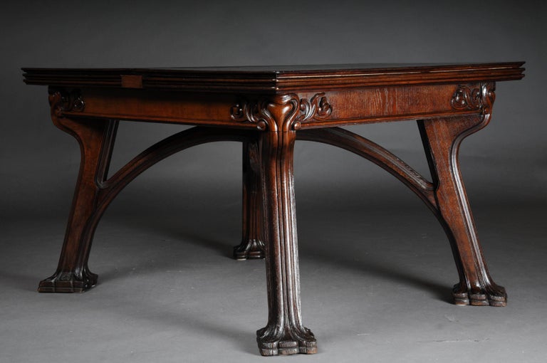 Unique Extendable Table, Art Nouveau, Eugene Gaillard, Solid Oak For ...