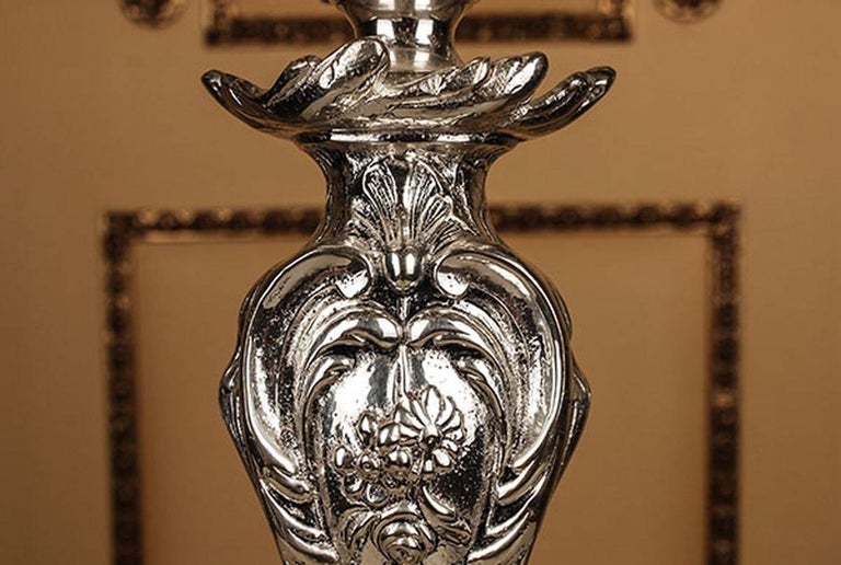20th Century Rococo Style Silvered Candelabra For Sale at 1stDibs