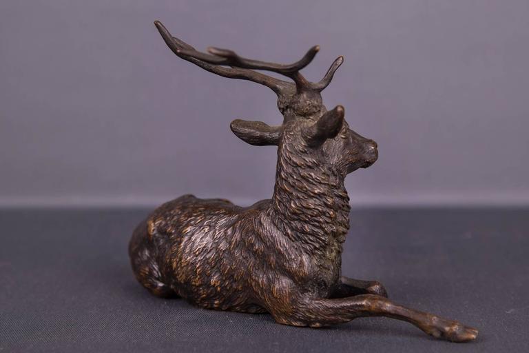 19th Century Antique Bronze Sculpture as a Sitting Stag at 1stDibs ...