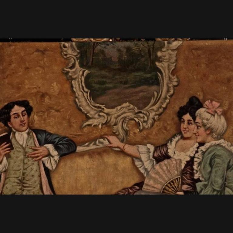 19th Century Rococo Style Painting Oil on Canvas For Sale at 1stDibs