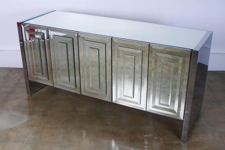 Ello Mirrored Five-Door Credenza For Sale at 1stDibs