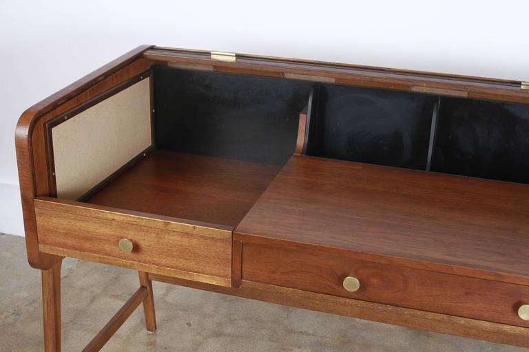 Sligh Lowry Mid-Century Walnut Roll Top Desk For Sale at 1stDibs ...