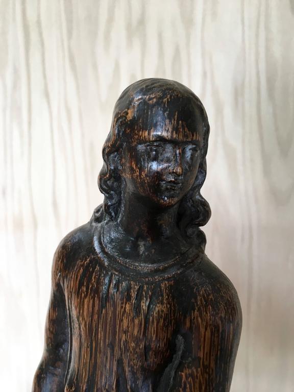 19th Century Hand¬-Carved Statue of a Woman For Sale at 1stDibs