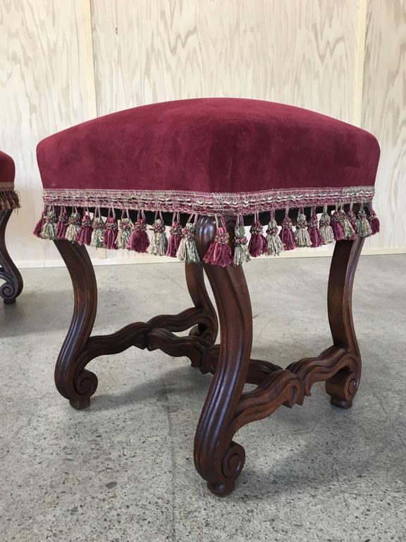 Pair of 19th Century French Walnut Stools at 1stDibs