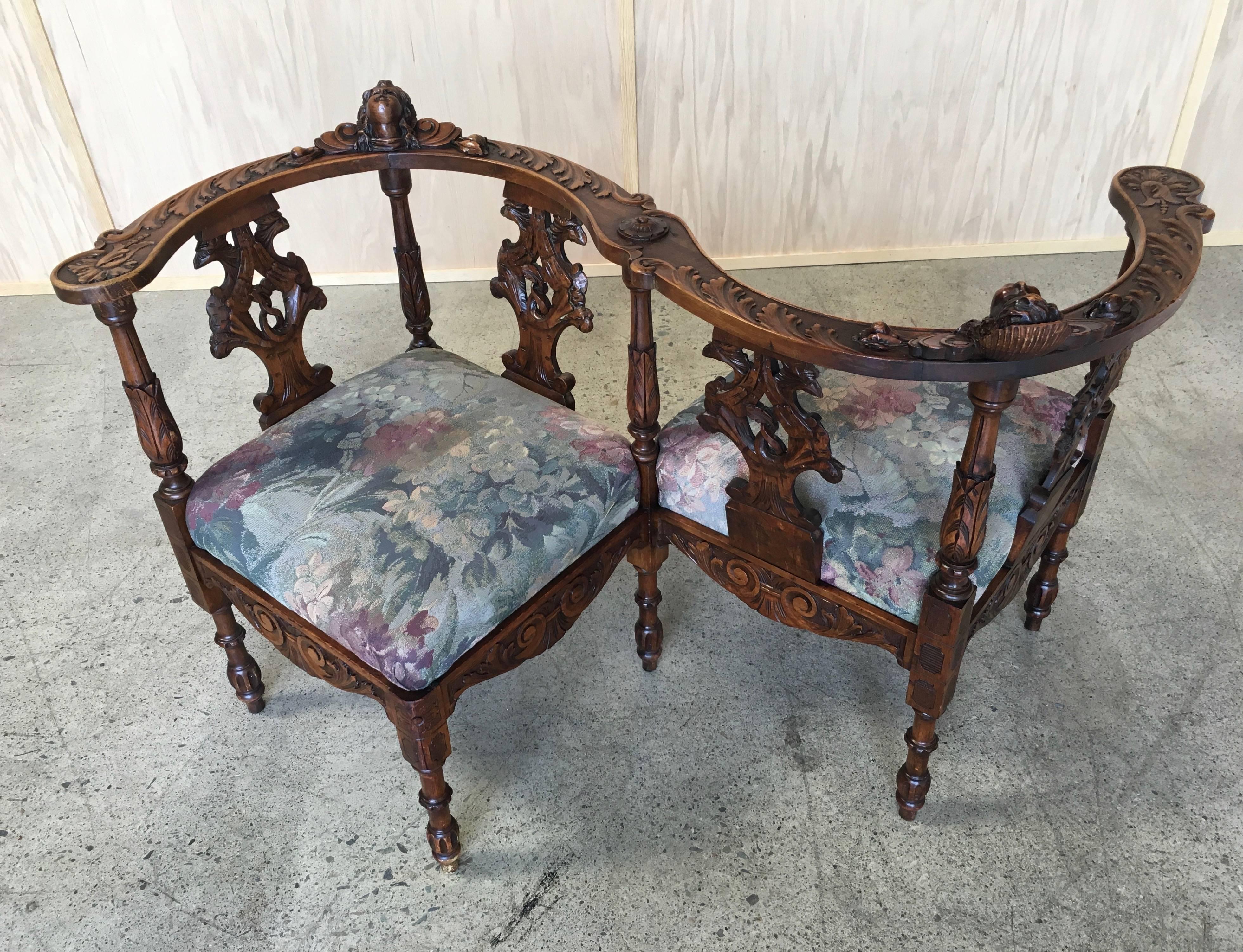 Italian Hand-Carved Tete-Tete Bench at 1stDibs | vintage tete a tete ...