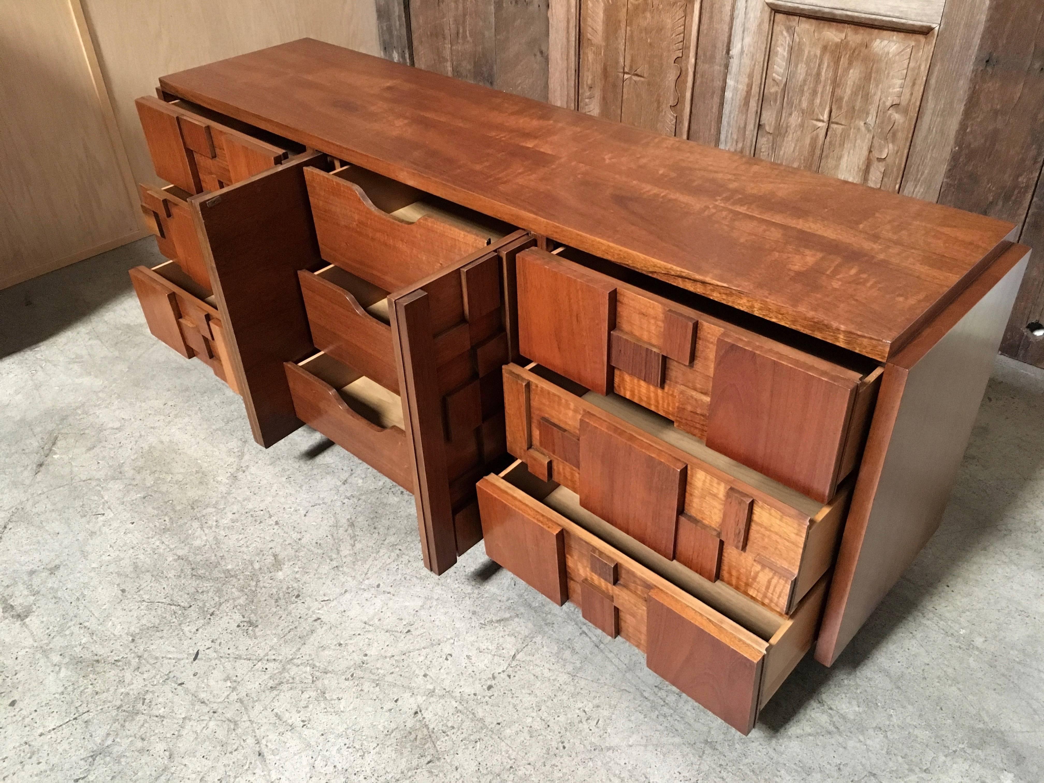 Brutalist Patchwork Nine-Drawer Dresser at 1stDibs