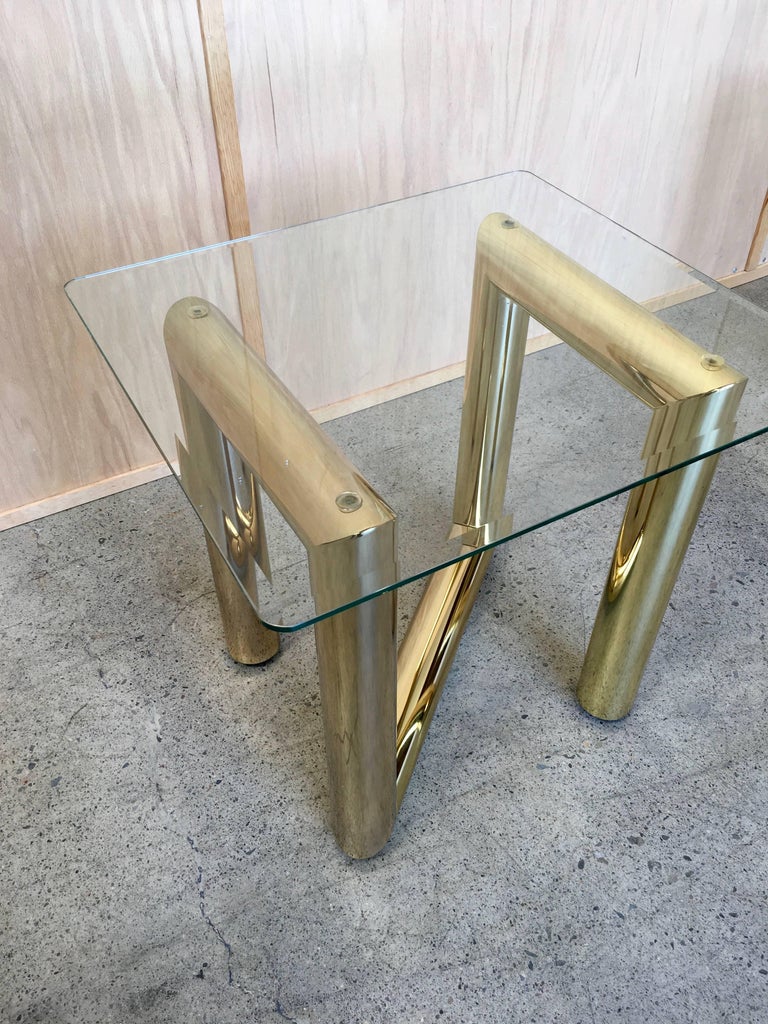 Pair of Brass Tubular Side Tables at 1stDibs