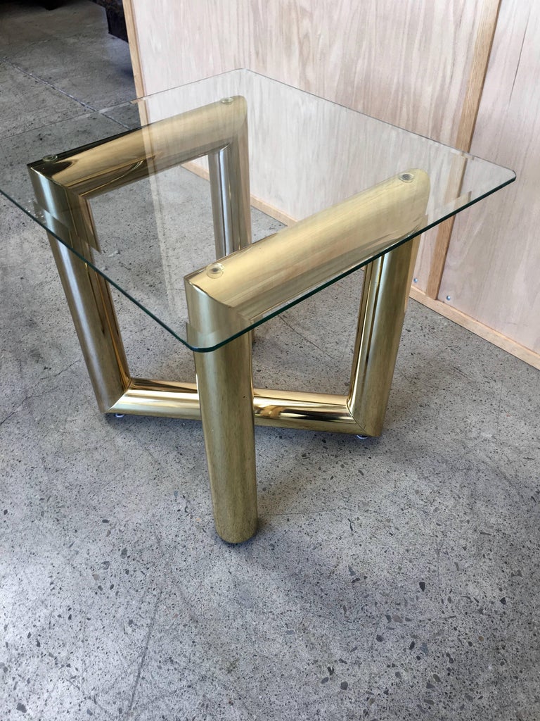 Pair of Brass Tubular Side Tables at 1stDibs