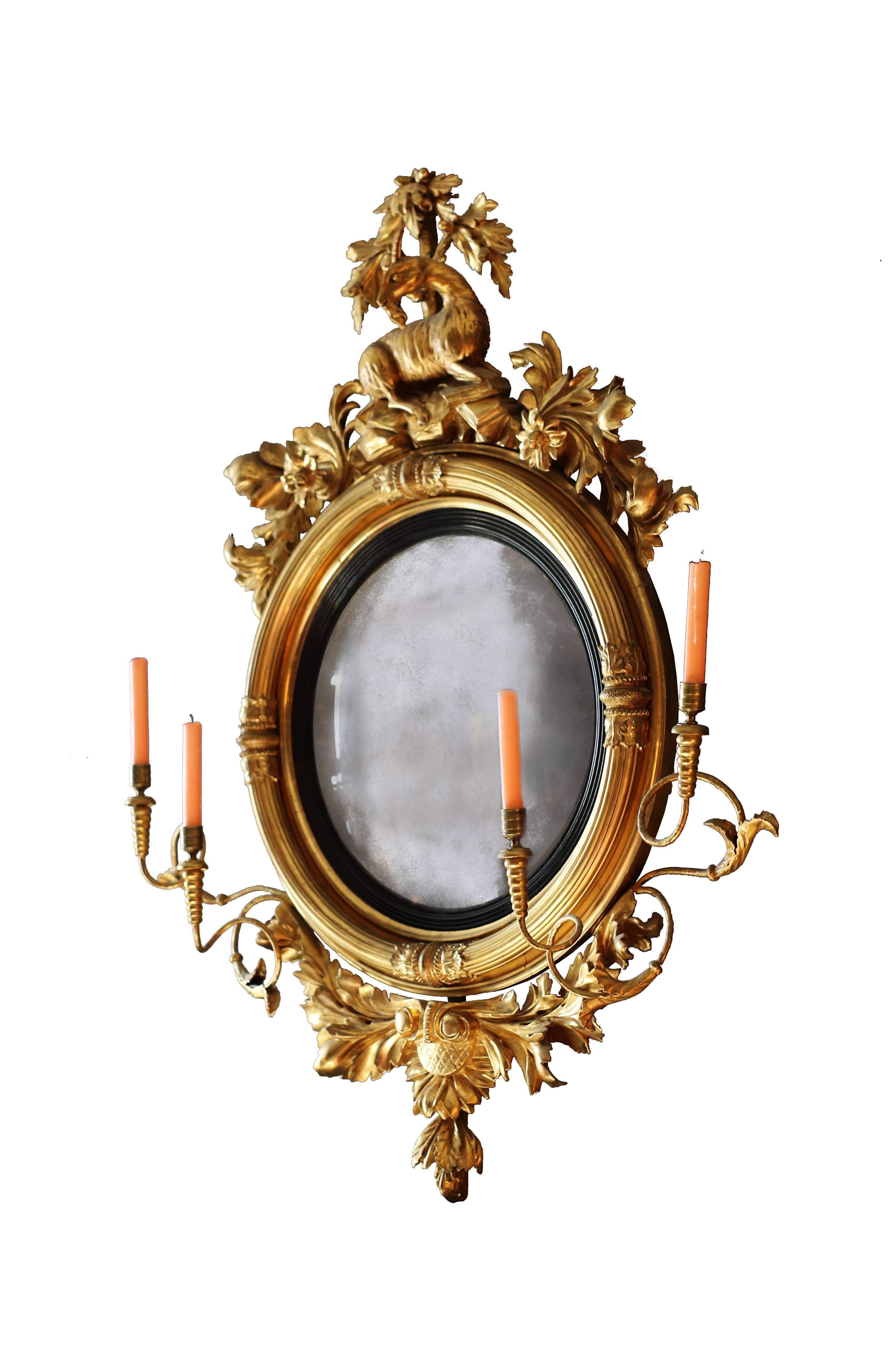 Large Early 19th Century American Regency Girandole Looking Glass For ...
