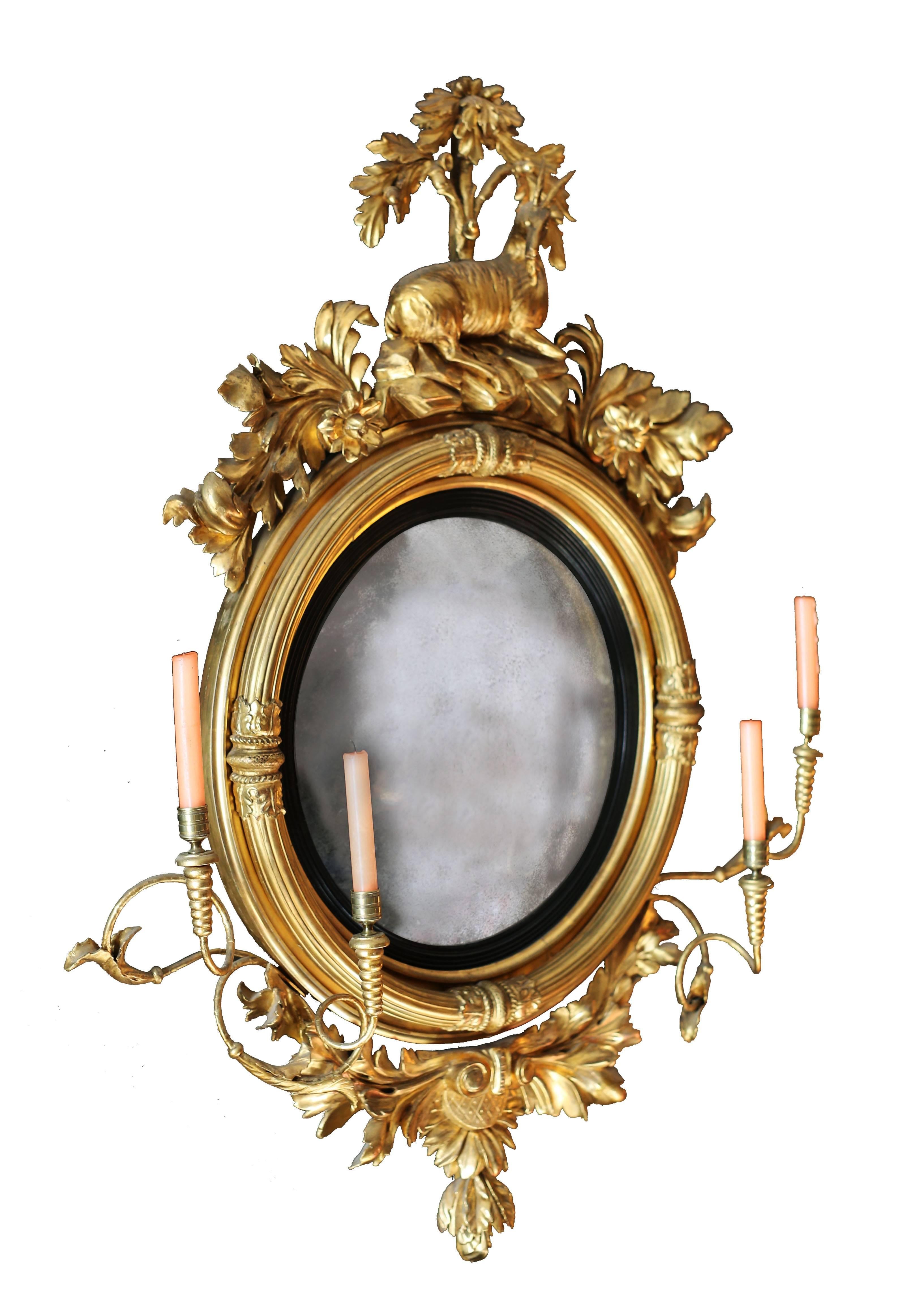 Large Early 19th Century American Regency Girandole Looking Glass For ...