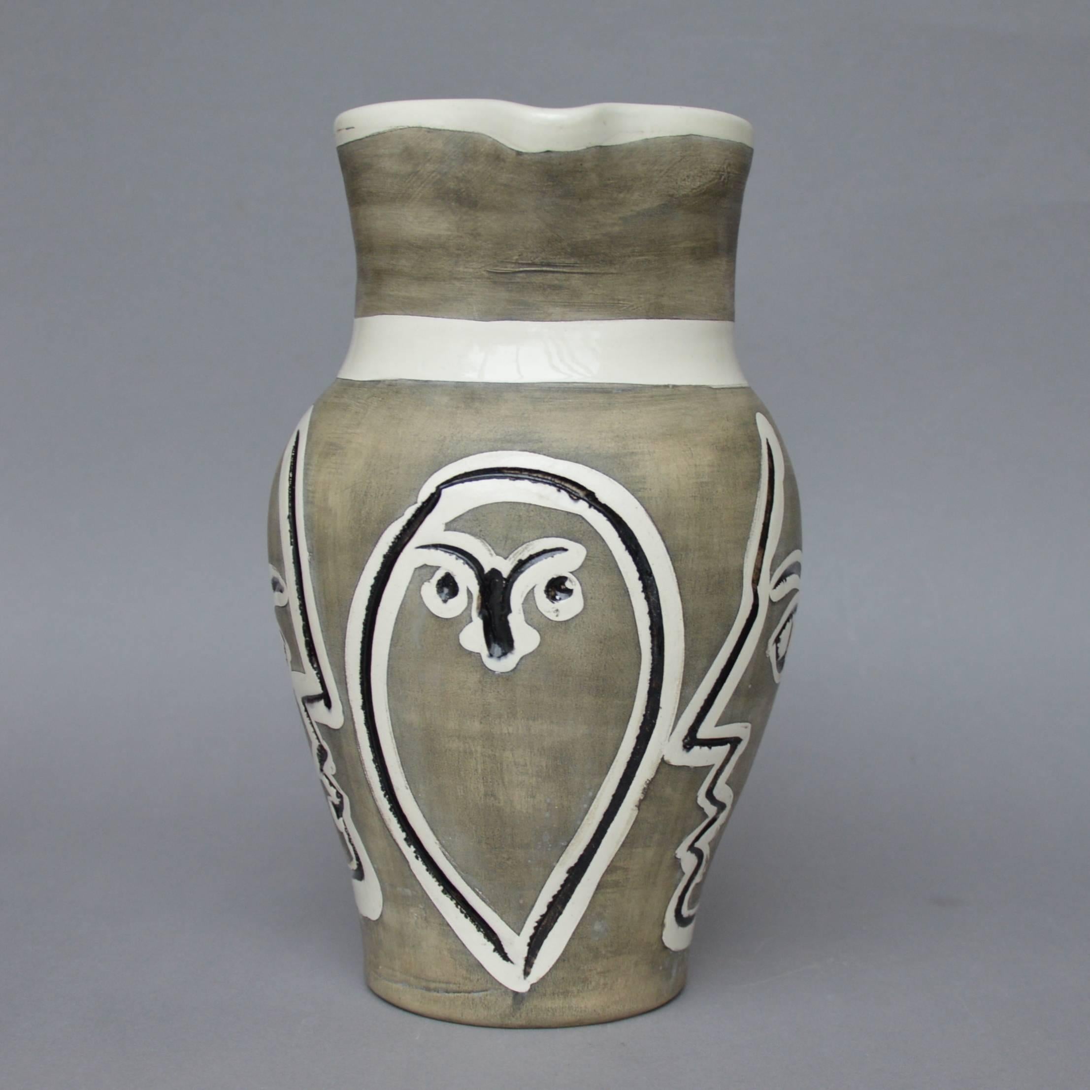 Pablo Picasso Madoura Ceramic Grey Engraved Pitcher, 1954 at 1stDibs