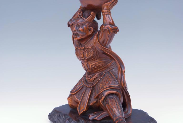 Japanese sculpture of Benkei by Komei For Sale at 1stDibs