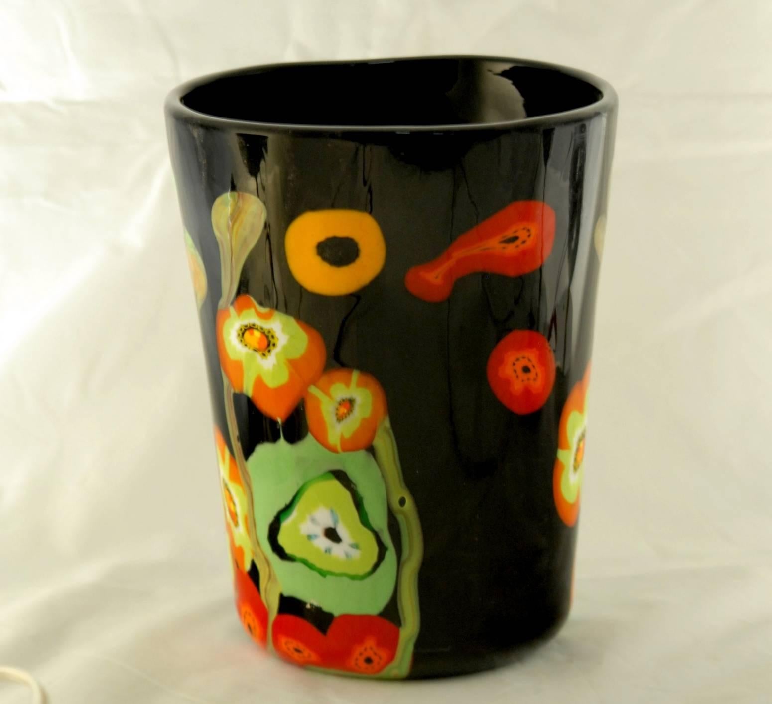 Hans Neidhart at Pavanello, Pansy Poppy Pair of Vases Black Background ...