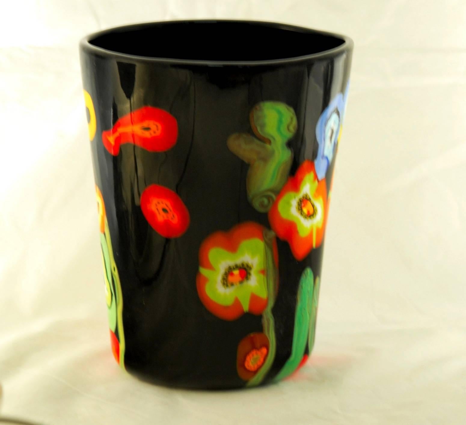 Hans Neidhart at Pavanello, Pansy Poppy Pair of Vases Black Background ...
