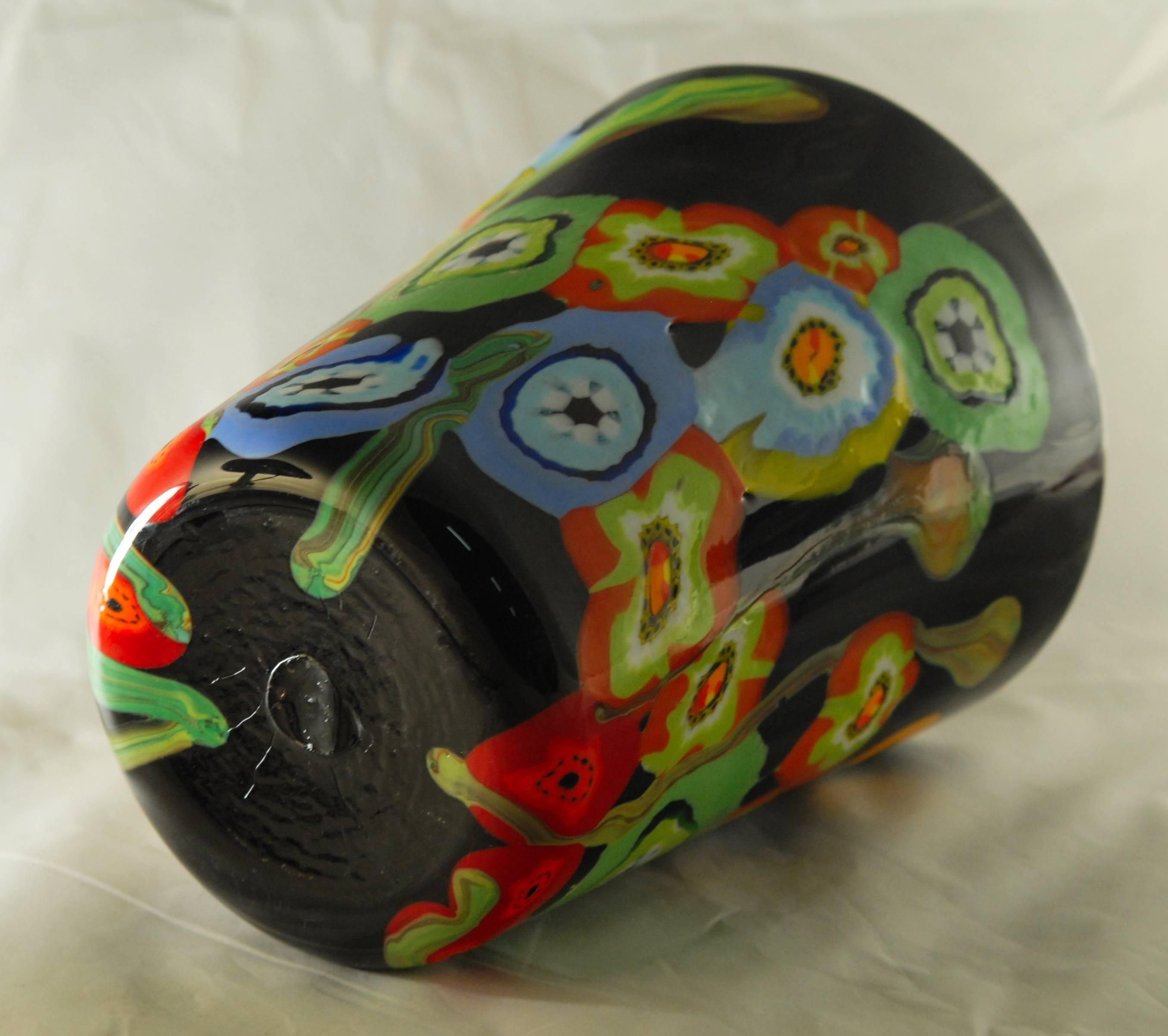 Hans Neidhart at Pavanello, Pansy Poppy Pair of Vases Black Background ...