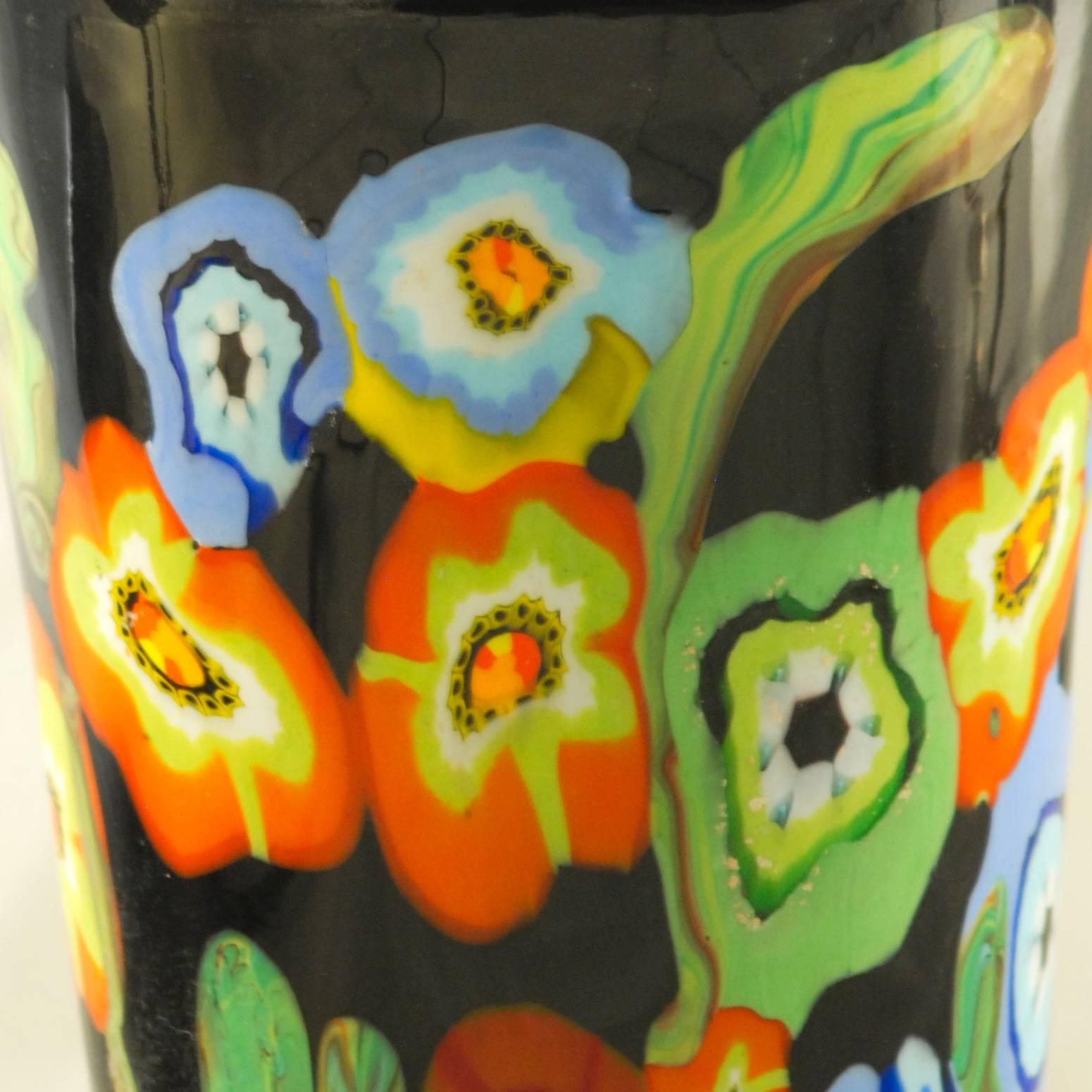 Hans Neidhart at Pavanello, Pansy Poppy Pair of Vases Black Background ...