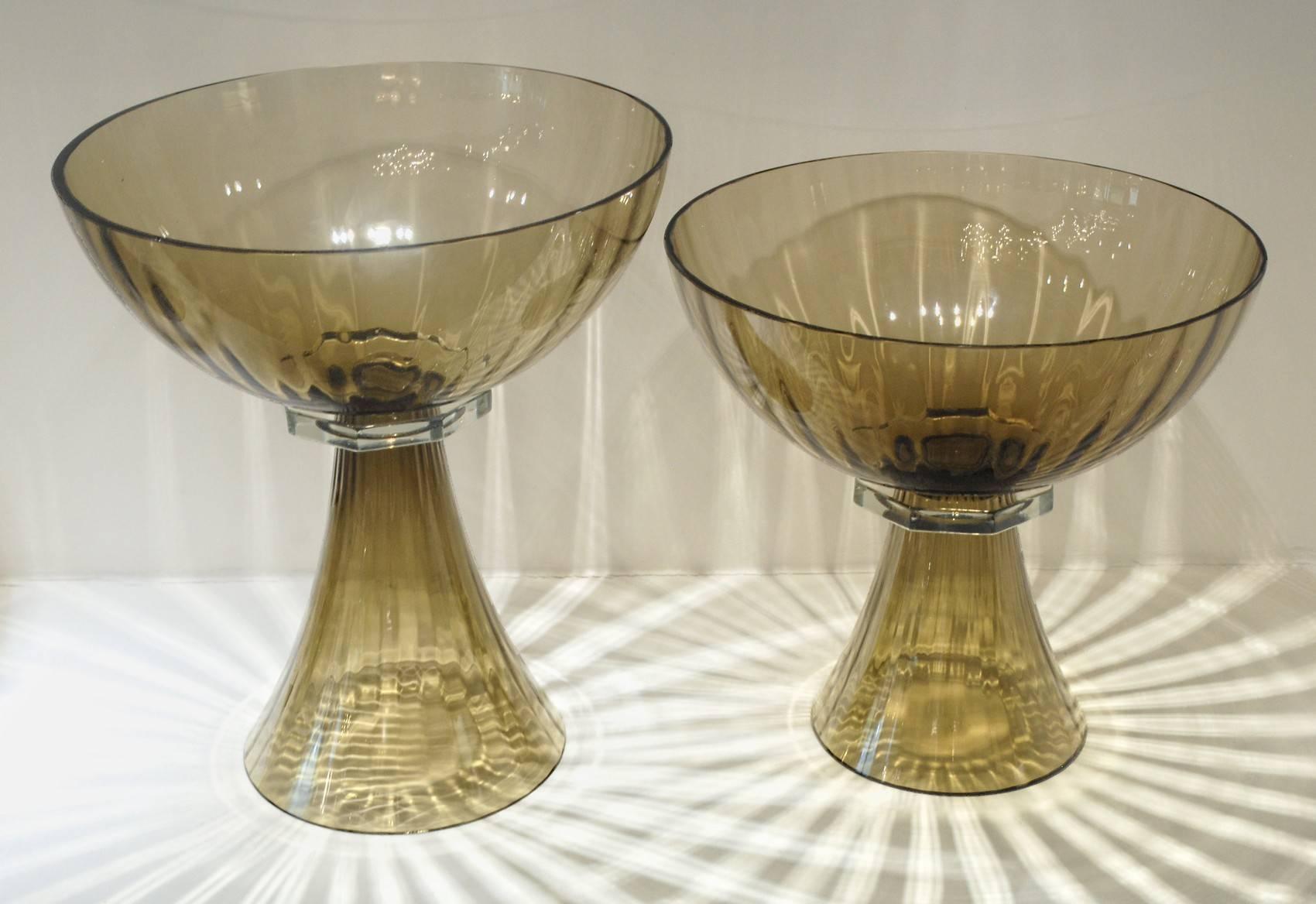 Alberto Donà, Footed Bowl, Olive Mezzatinta, Rigadin, Hexagonal Neck ...