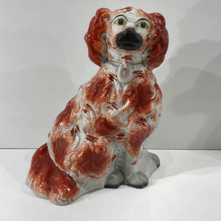 Great Pair of Chunky Staffordshire Seated Spaniels at 1stDibs