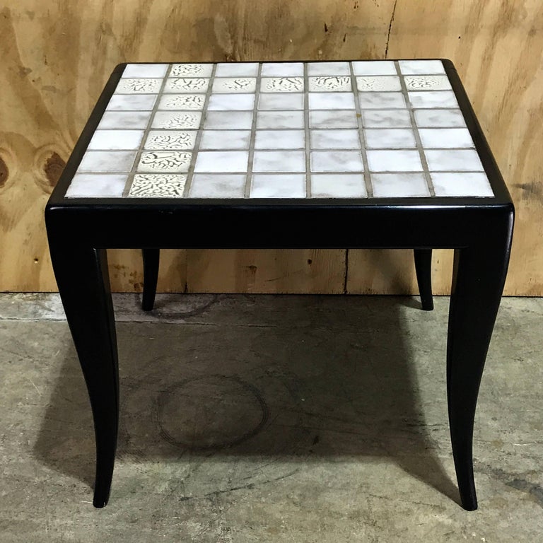 Italian Midcentury White Tiled Side Table For Sale at 1stDibs
