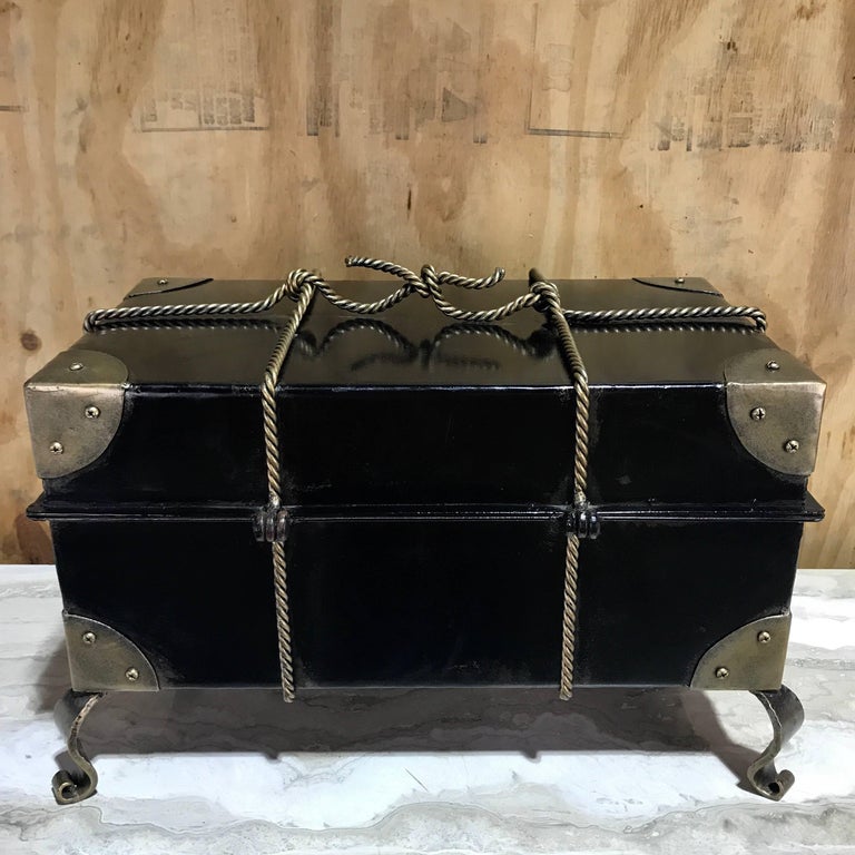 Large Midcentury Renaissance Style Rope Motif Strong Box For Sale at ...