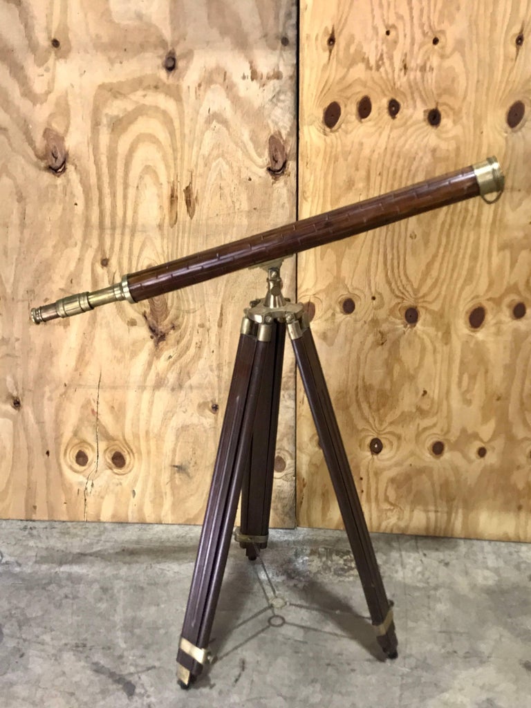 Brass and Bamboo Telescope and Stand, Working at 1stDibs