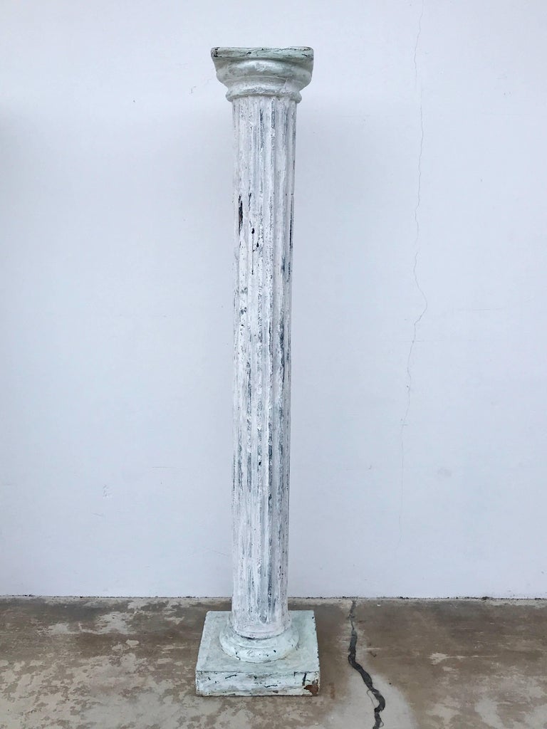 Pair of Tall Distressed Painted Doric Order Columns at 1stDibs