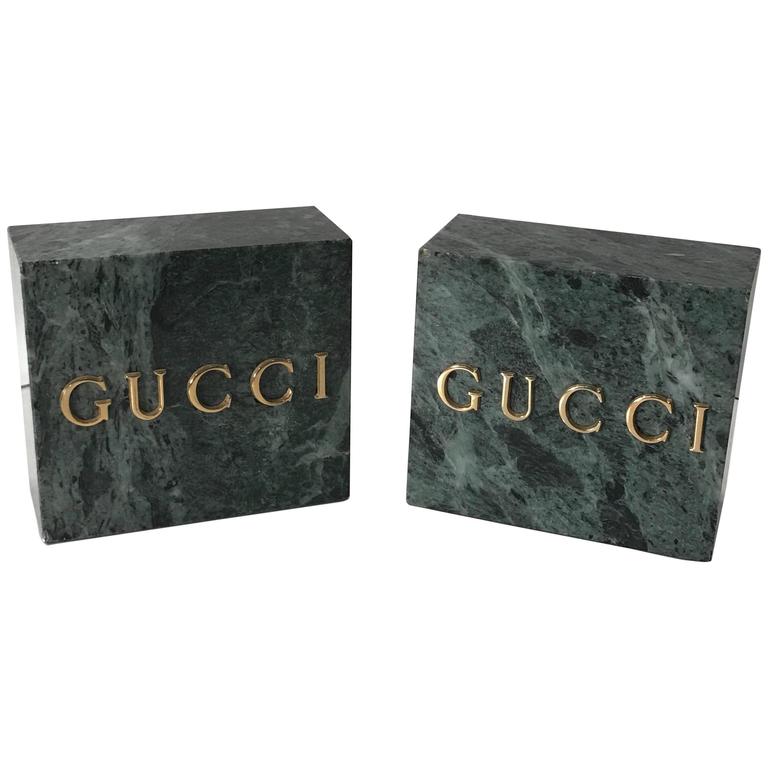 Pair of Gucci Verdigris Marble Bookends at 1stDibs