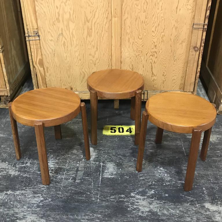 Great Set of Chunky Danish Modern Stacking Circular Tables or Stools ...