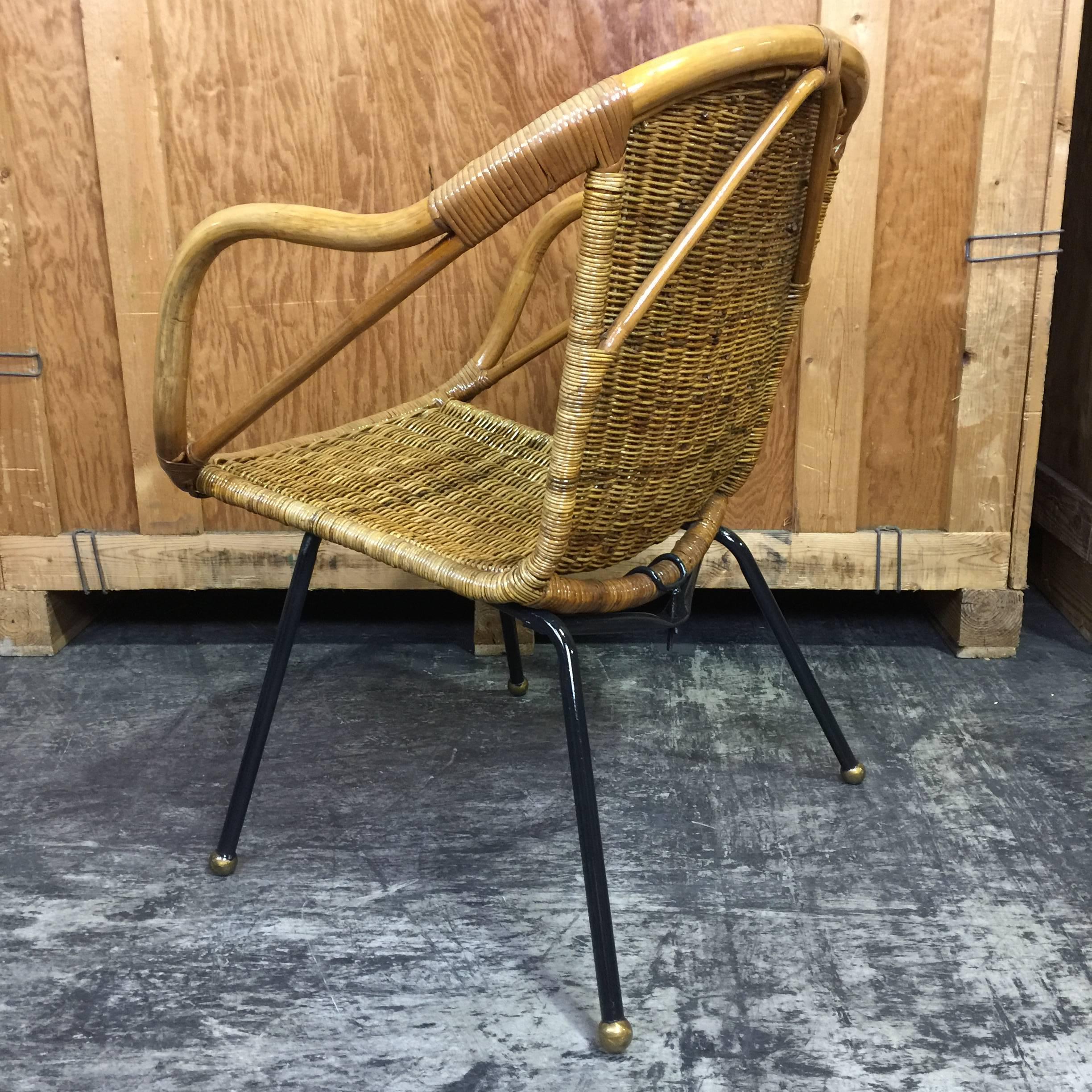 Italian Mid-Century Rattan Patio Chair, Restored For Sale at 1stDibs ...