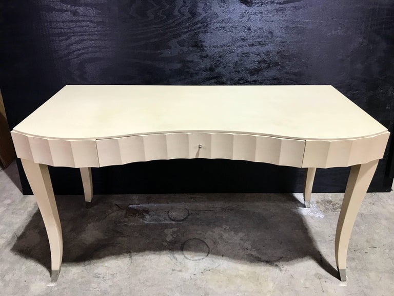 Barbara Barry for Baker Lacquered Desk or Vanity, in Ivory at 1stDibs