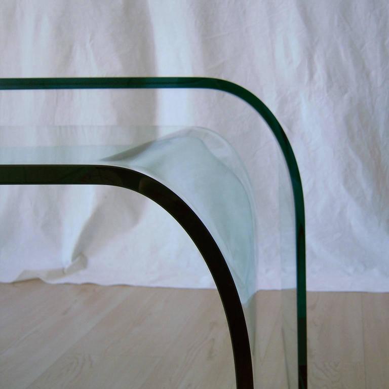 Set of 3 Italian Fiam Curved Crystal Glass Center, Nesting Table, 1980 ...