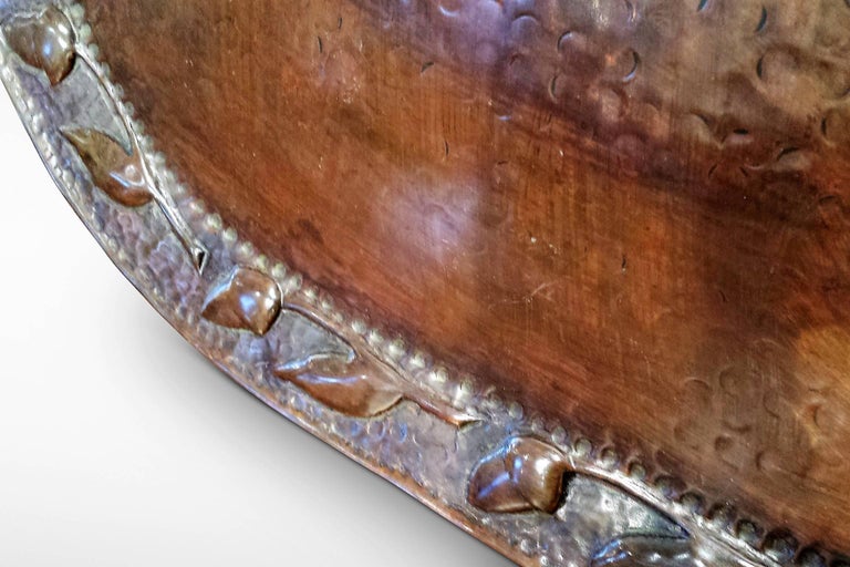 Arts and Crafts Copper Tray with Repousse work by John Pearson For Sale ...