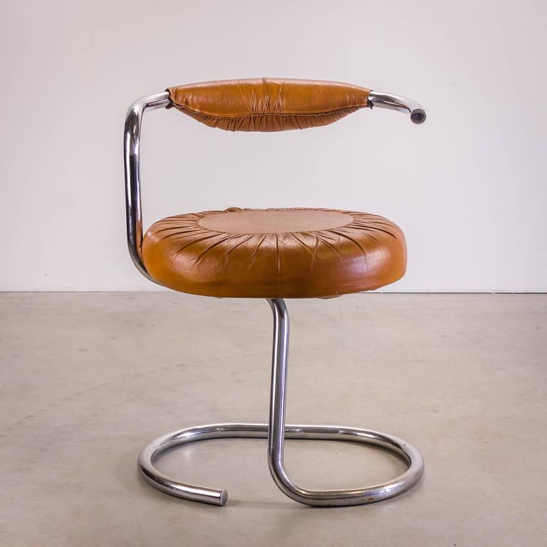 1970s Giotto Stoppino Chair / Stool 'Cobra' Cognac, Set of Six at 1stDibs