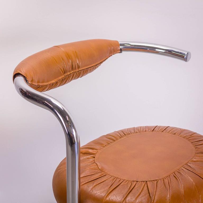1970s Giotto Stoppino Chair / Stool 'Cobra' Cognac, Set of Six at 1stDibs