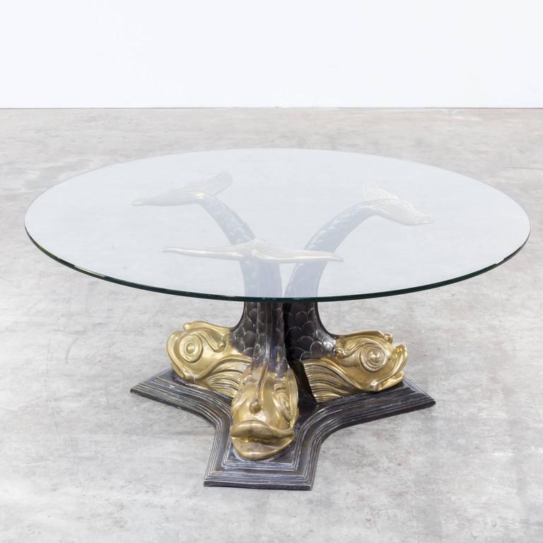 1960s Italian Brass Koi Fish Sculptural Coffee Table For Sale at ...