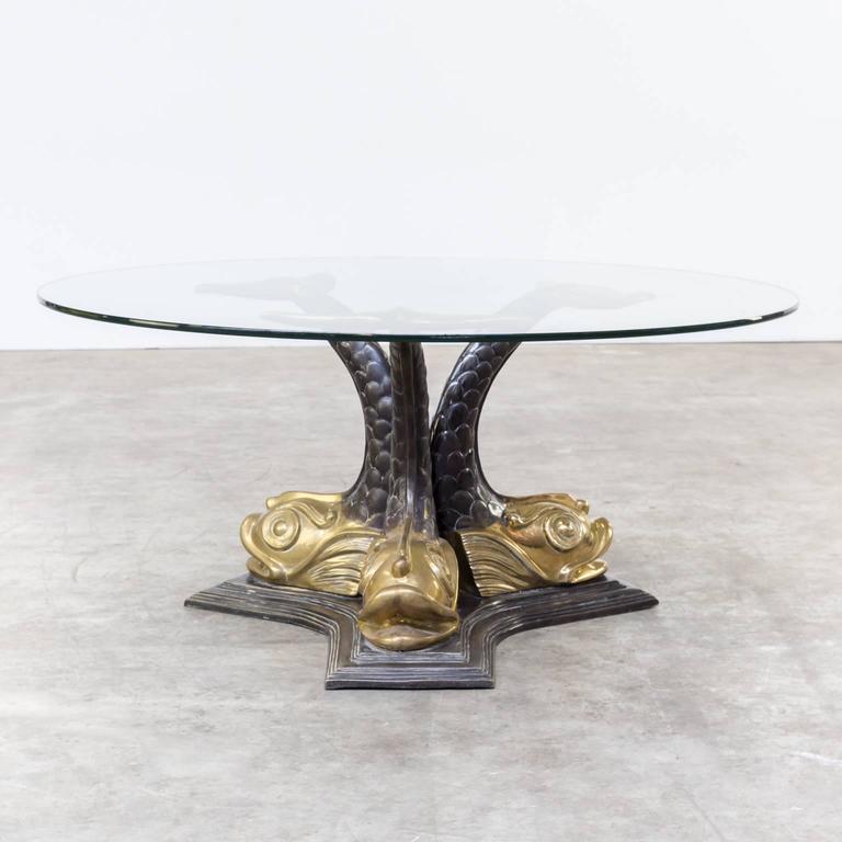 1960s Italian Brass Koi Fish Sculptural Coffee Table For Sale at ...