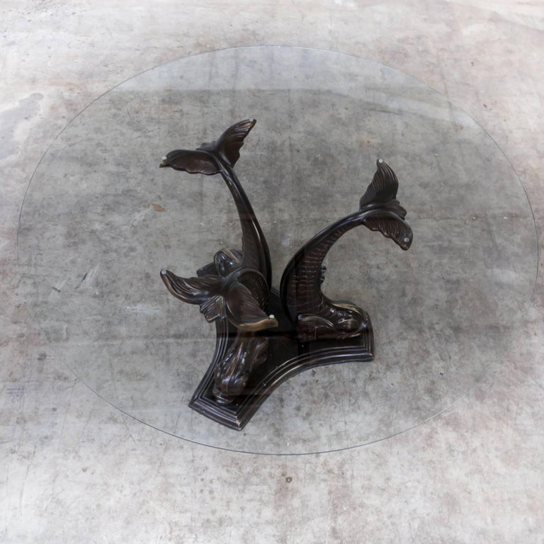 1960s Italian Brass Koi Fish Sculptural Dining Table at 1stDibs
