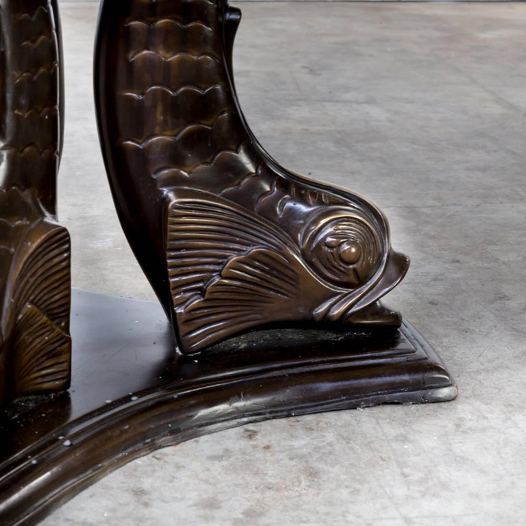 1960s Italian Brass Koi Fish Sculptural Dining Table at 1stDibs