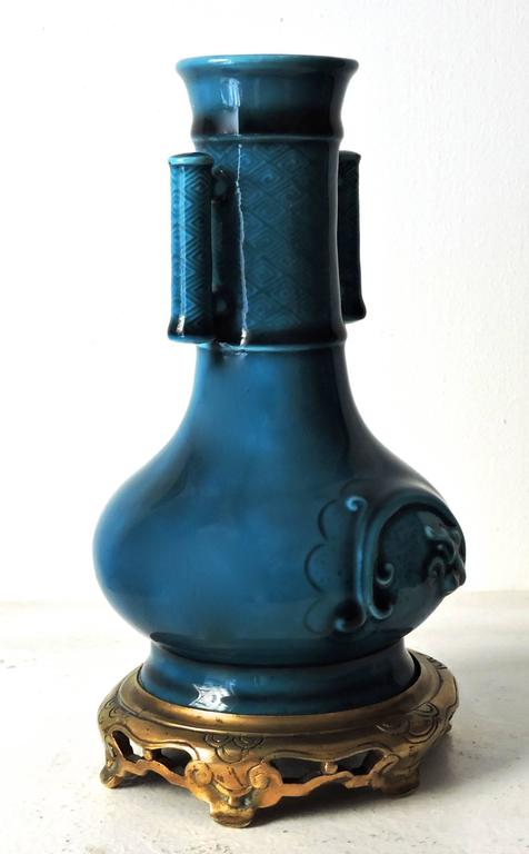 Théodore Deck Faience Blue Persian Baluster Vase with Ormolu Mount at ...