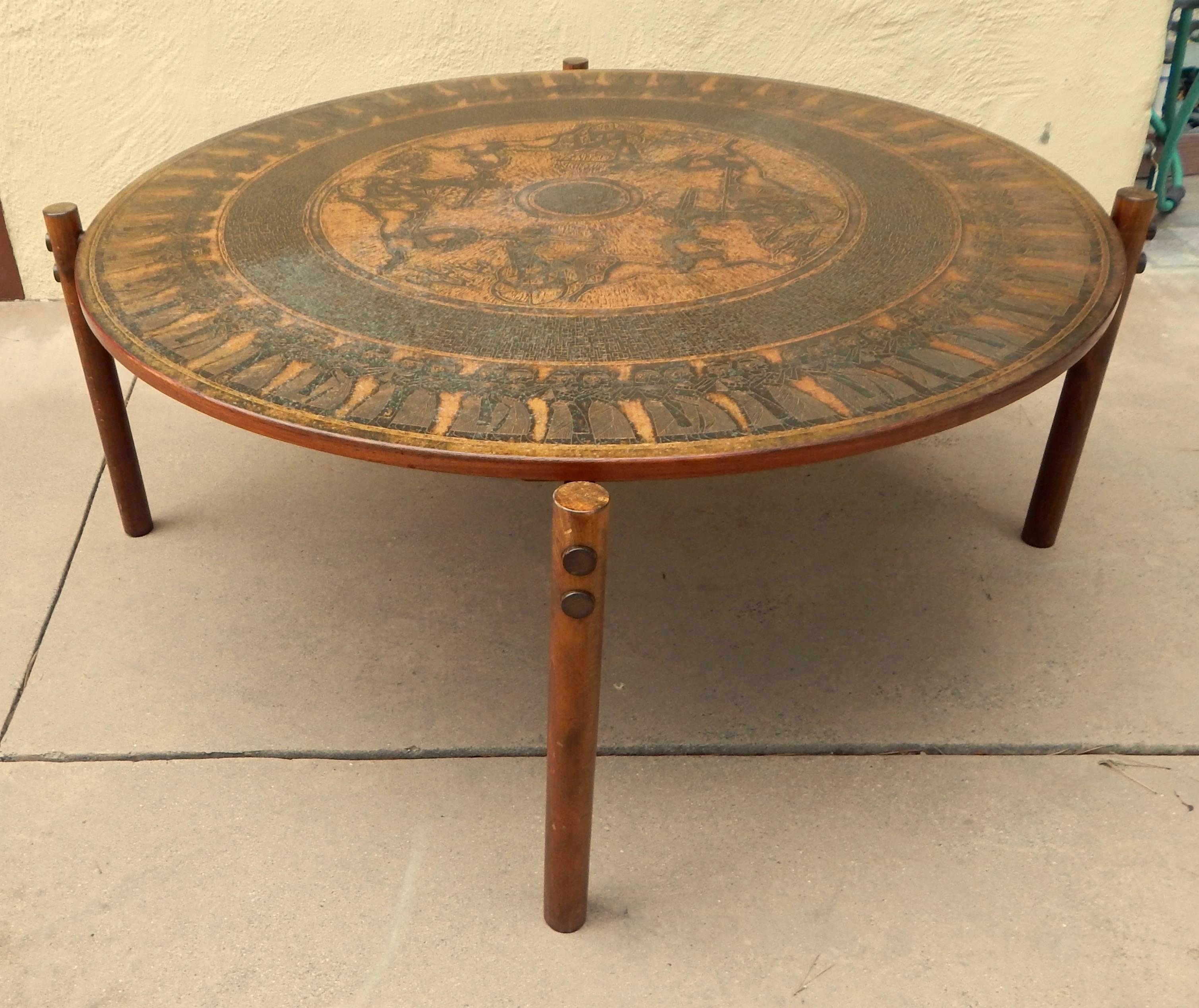 Stamped Copper Egyptian Themed Coffee Table, Norway, 1960 For Sale at ...