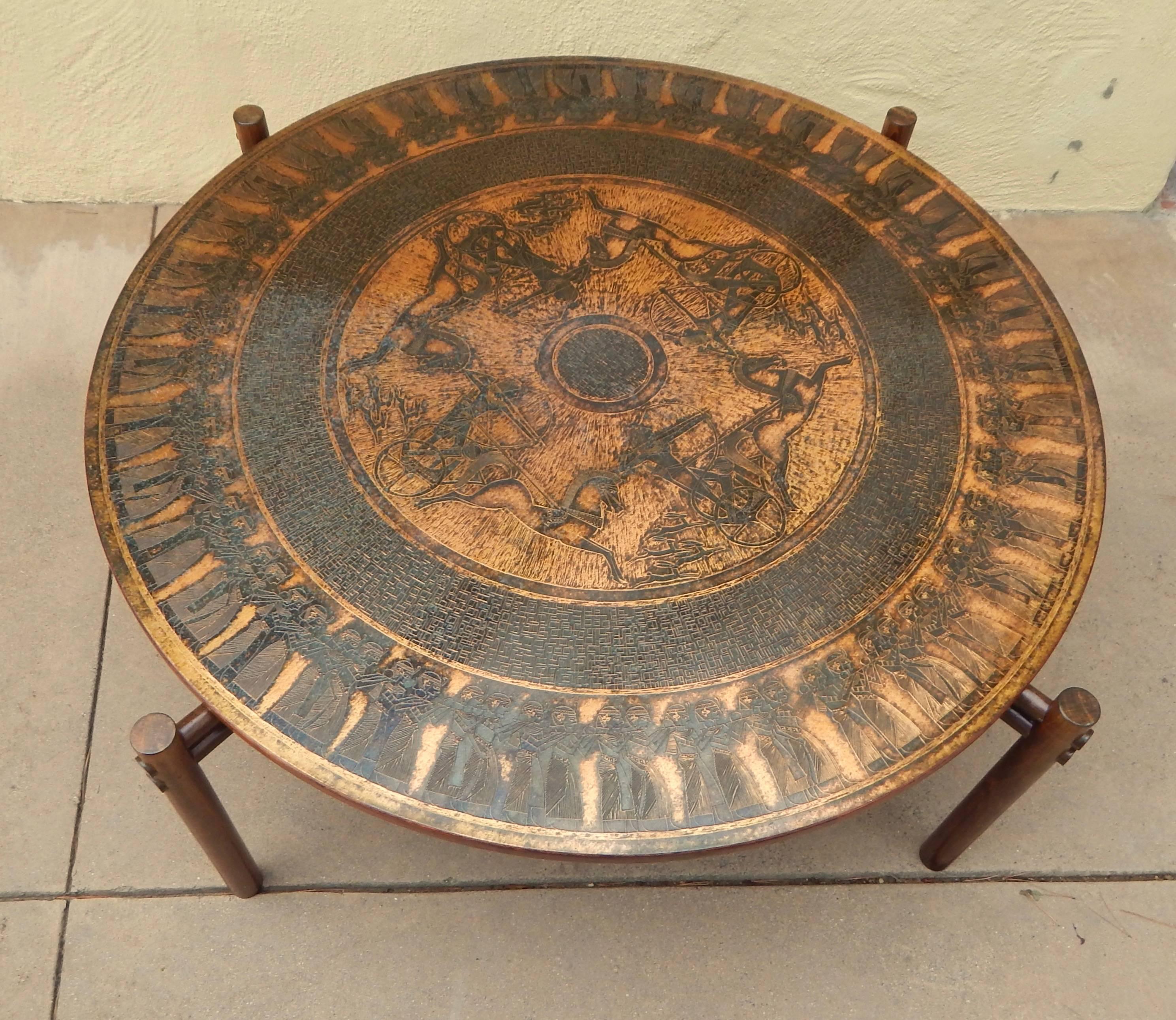 Stamped Copper Egyptian Themed Coffee Table, Norway, 1960 For Sale at ...