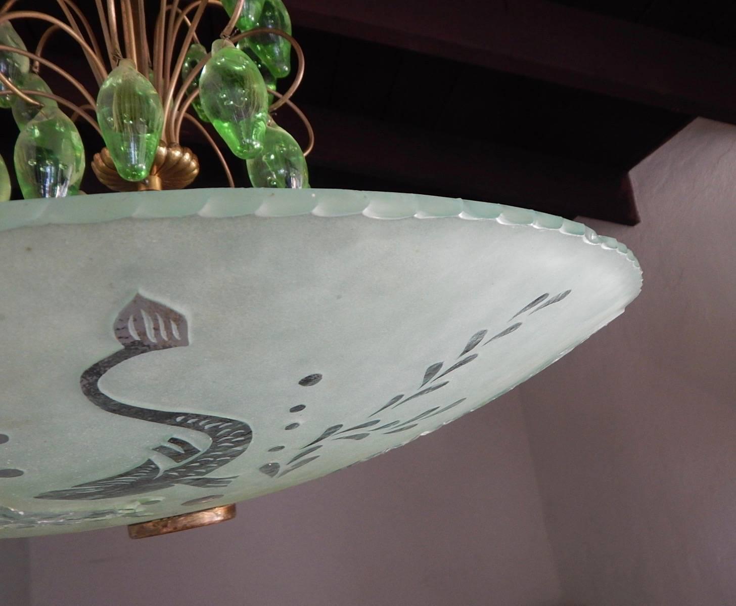 Swedish Art Deco Fish Themed Hanging Fixture by Orrefors, circa 1920 at ...
