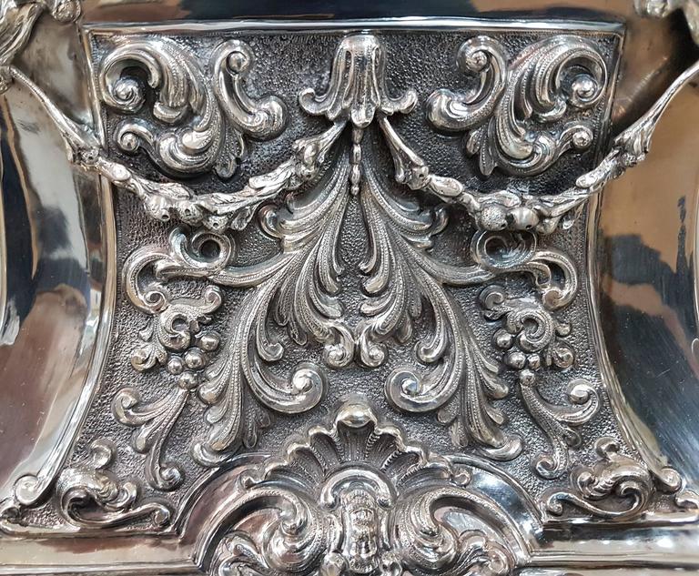 20th Century Italian Silver Table Clock Barocco revival For Sale at 1stDibs