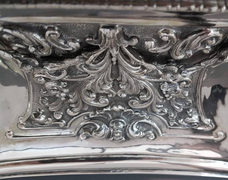 20th Century Italian Silver Table Clock Barocco revival For Sale at 1stDibs