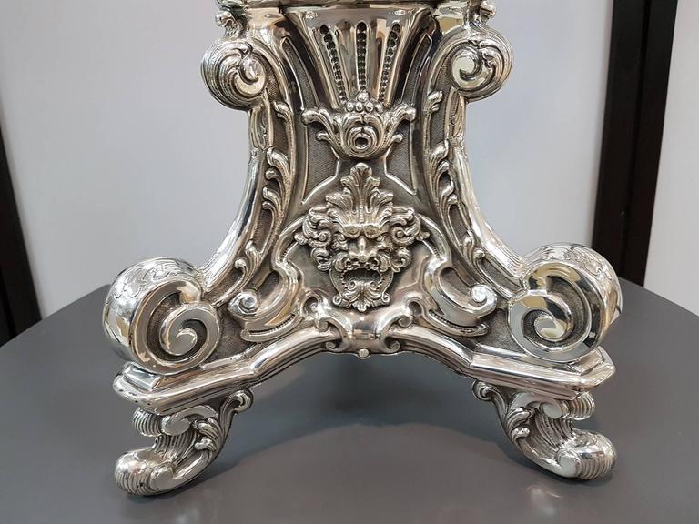 20th Century Italian Silver Table Child Lamp. Embossed and ceased by ...