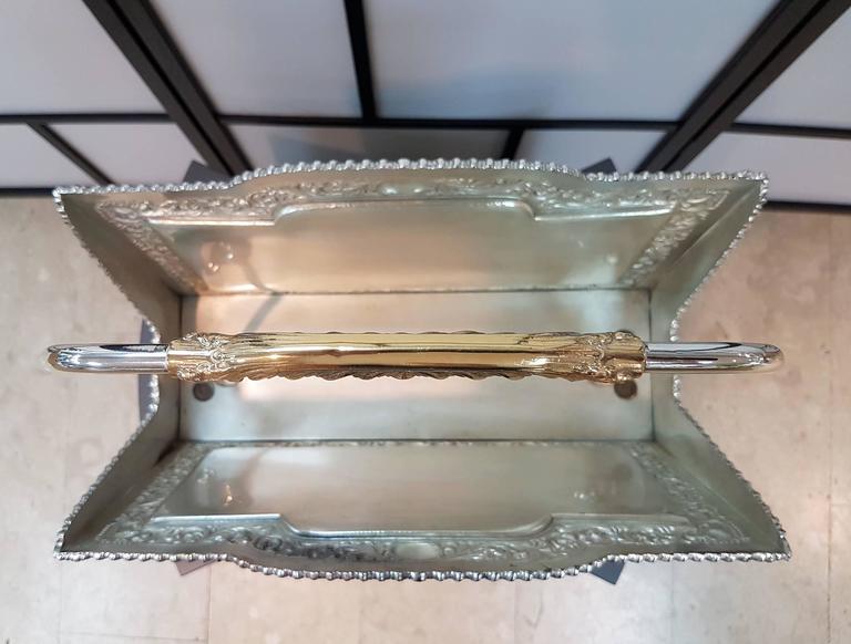 20th Century Italian Solid Silver e precious wood Magazine Rack. Made ...