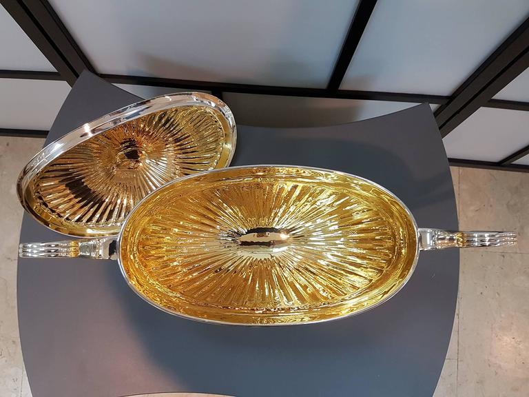20th Century Italian Silver Tureen and Tray Adams revival. Enbossed ...