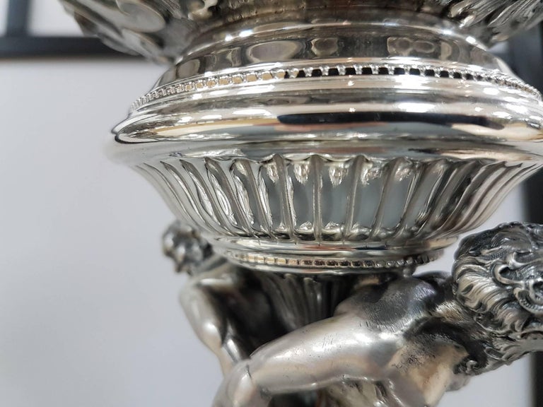 20th Century Pair of Italian Silver embossed with figures Lamps For ...