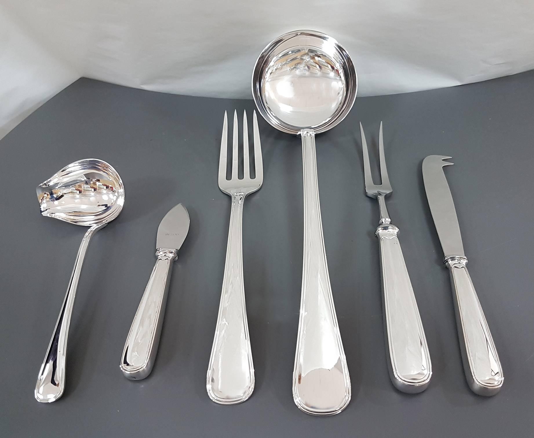 20th Century Silver Cutlery Set "Old Italian" Style by Clementi ...